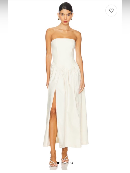 LPA | Dresses | Lpa Strapless Cream Midi Dress With Front Slit | Poshmark